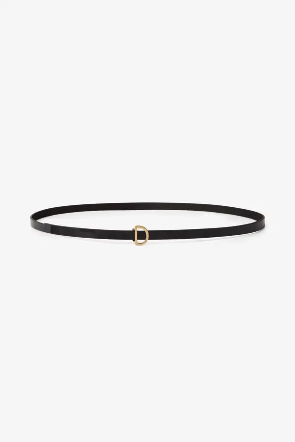 HOUSE OF DAGMAR Thin Leather Belt - Black,gold