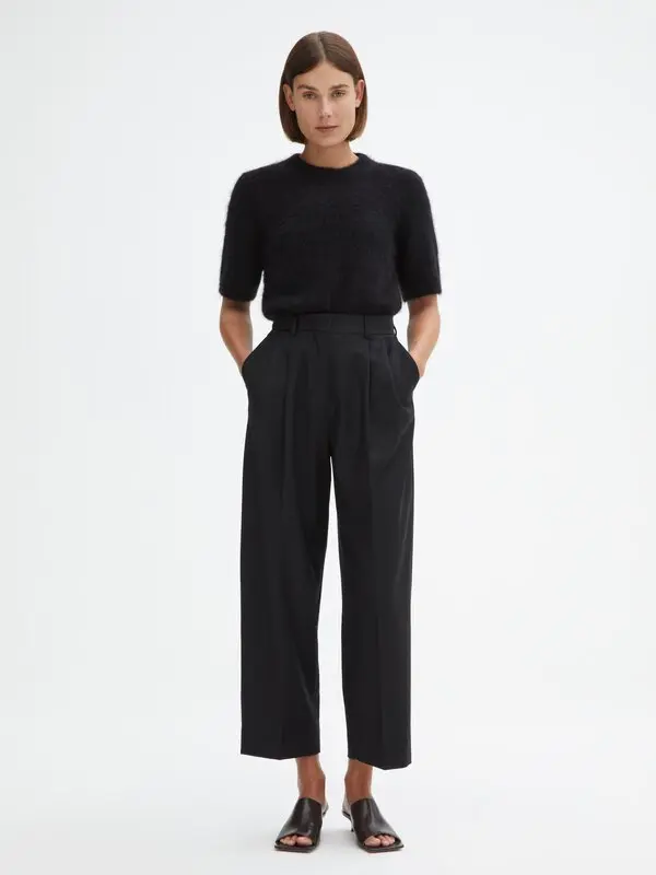 HOUSE OF DAGMAR Wide Suit Trousers Cropped - Black