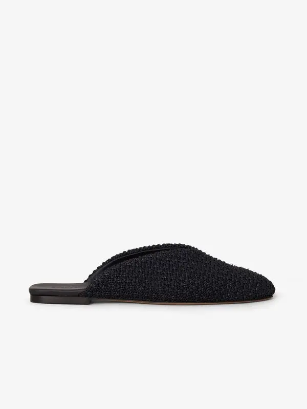 HOUSE OF DAGMAR Raffia Slip-ins - Black