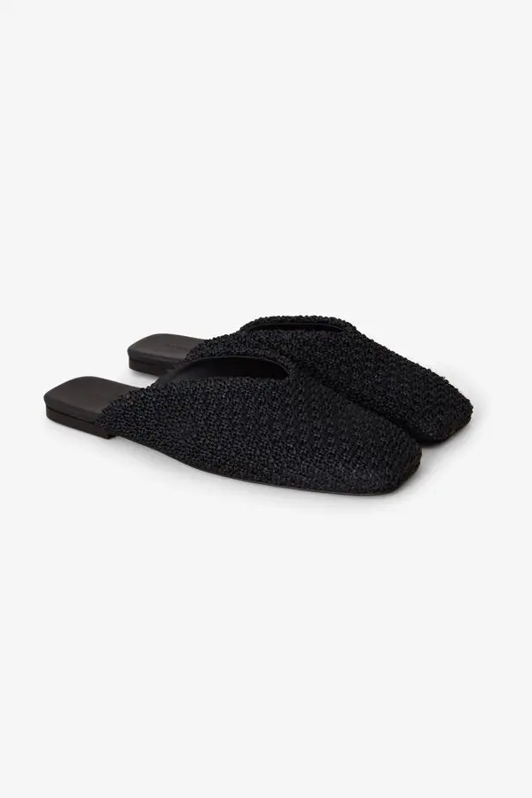 HOUSE OF DAGMAR Raffia Slip-ins - Black
