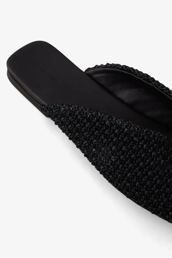 HOUSE OF DAGMAR Raffia Slip-ins - Black