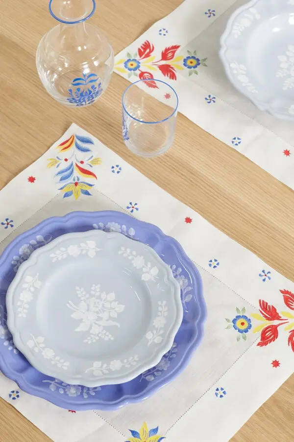 CABANA Set Of Two Embroidered Linen Placemats - White