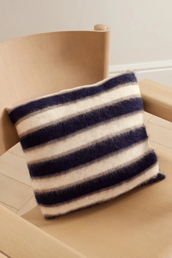 Brunello Cucinelli Striped Mohair-blend Cushion - Blue