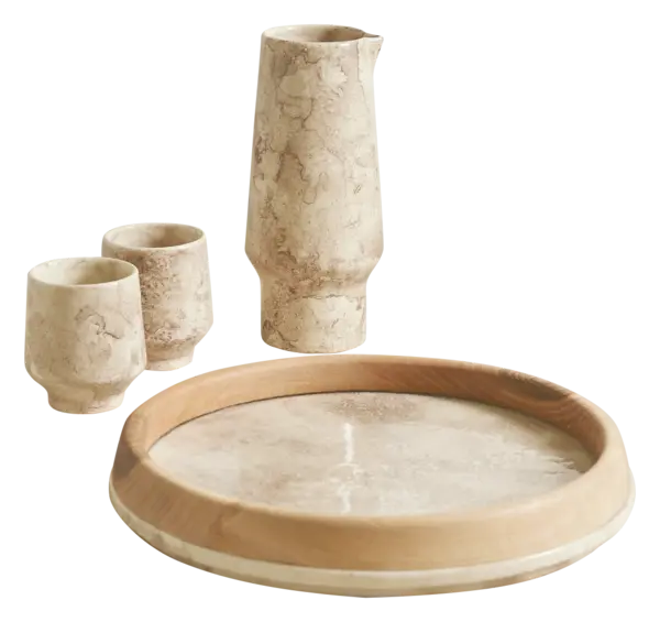 Brunello Cucinelli Stone And Wood Tray, Carafe And Cups Set - Neutrals
