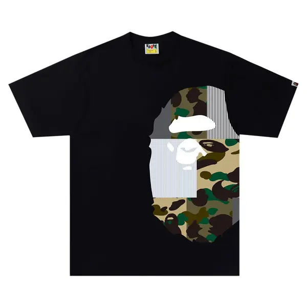 A BATHING APE Military Crazy Side Big Ape Head Tee - Black