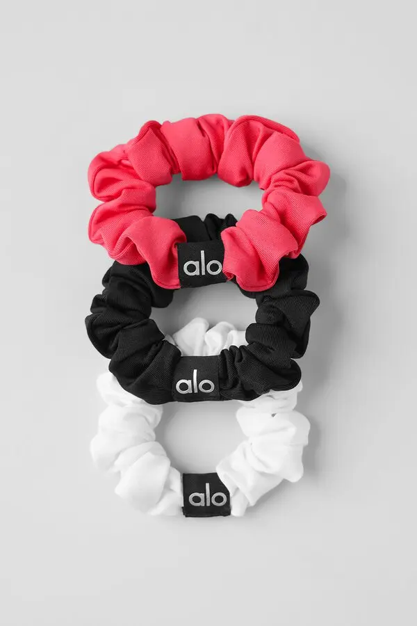 Alo Yoga Mini Scrunchie 3-pack - Candy Red/black/white