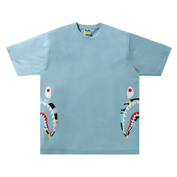 A BATHING APE Multi Camo Side Shark Relaxed Tee - Blue