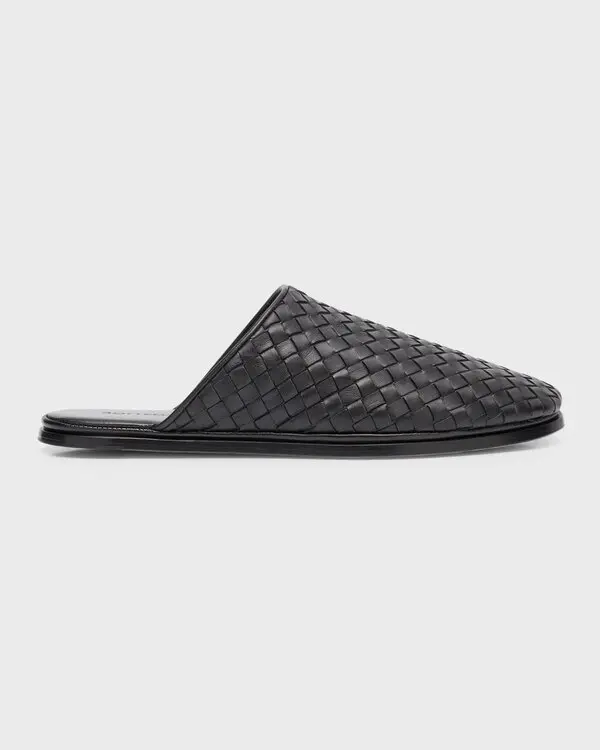 Bottega Veneta Intrecciato Leather Mule Slippers Black