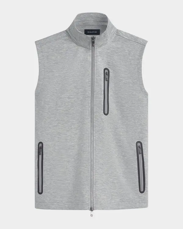 Bugatchi Mock-neck Knit Vest - Cement