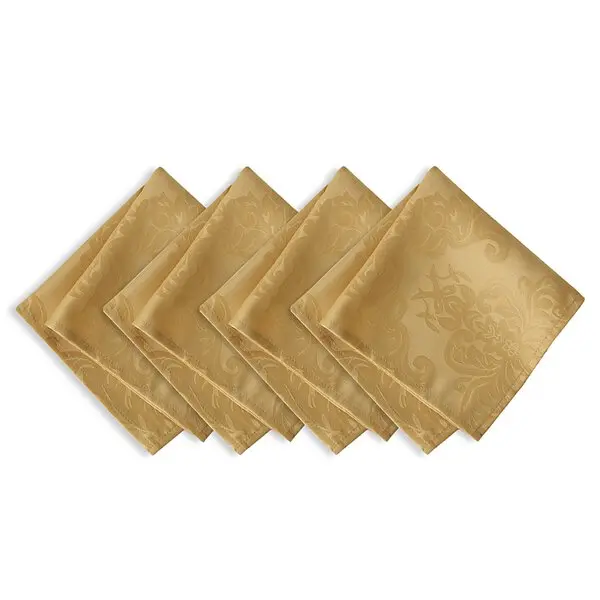 ELRENE HOME FASHIONS Barcelona Jacquard Damask Napkins, Set Of 4 - Gold