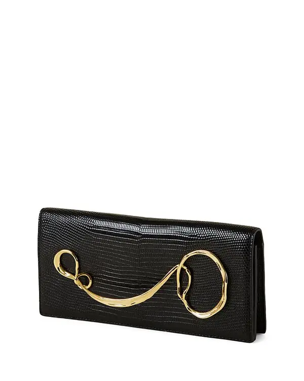 Alexis Bittar Twisted Clutch With Side Handle - Black/gold
