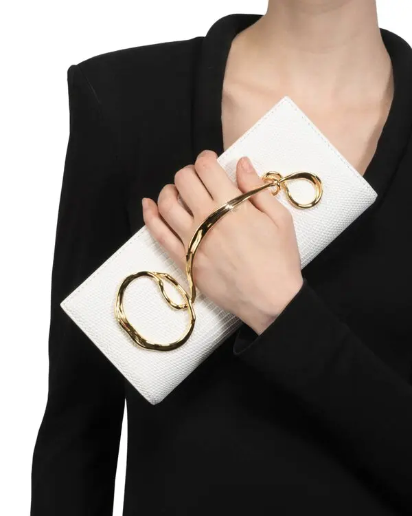 Alexis Bittar Twisted Clutch With Side Handle - White