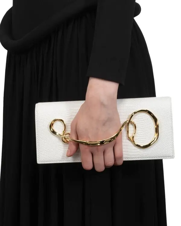 Alexis Bittar Twisted Clutch With Side Handle - White