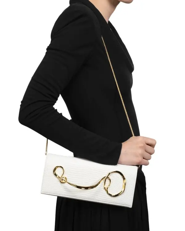 Alexis Bittar Twisted Clutch With Side Handle - White