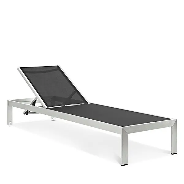 MODWAY Shore Outdoor Patio Aluminum Mesh Chaise - Silver Black