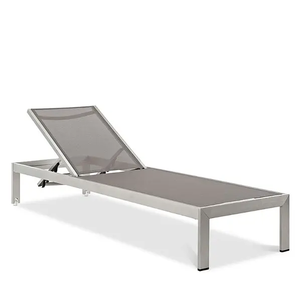 MODWAY Shore Outdoor Patio Aluminum Mesh Chaise - Silver Gray