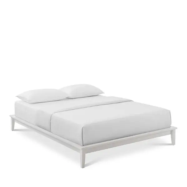 MODWAY Lodge Wood Platform Bed Frame - White