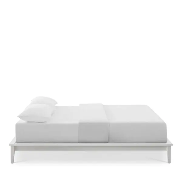 MODWAY Lodge Wood Platform Bed Frame - White