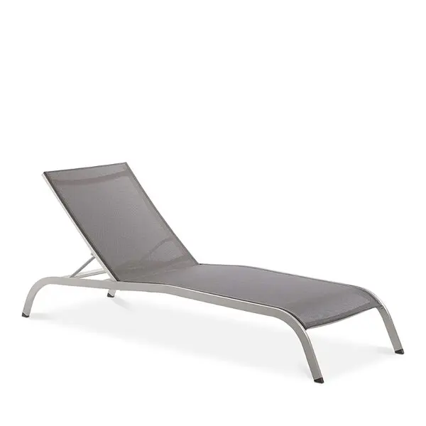 MODWAY Savannah Mesh Chaise Outdoor Patio Aluminum Lounge Chair - Gray