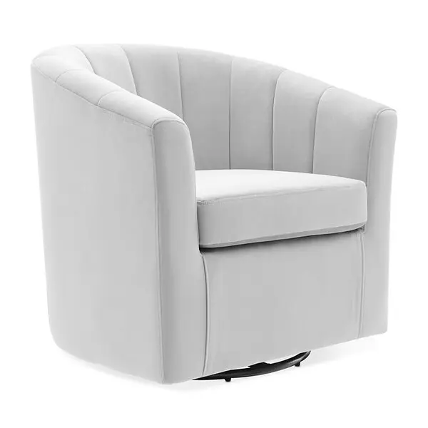 MODWAY Prospect Performance Velvet Swivel Armchair - Light Gray