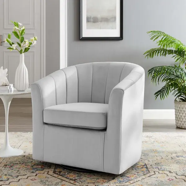MODWAY Prospect Performance Velvet Swivel Armchair