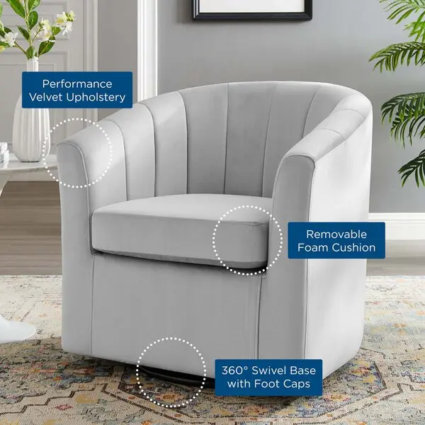 MODWAY Prospect Performance Velvet Swivel Armchair