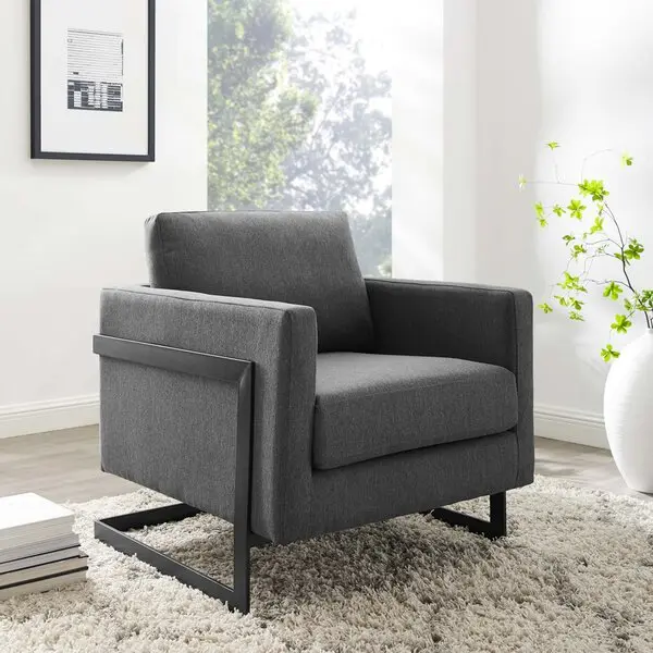 MODWAY Posse Upholstered Fabric Accent Chair - Black/charcoal