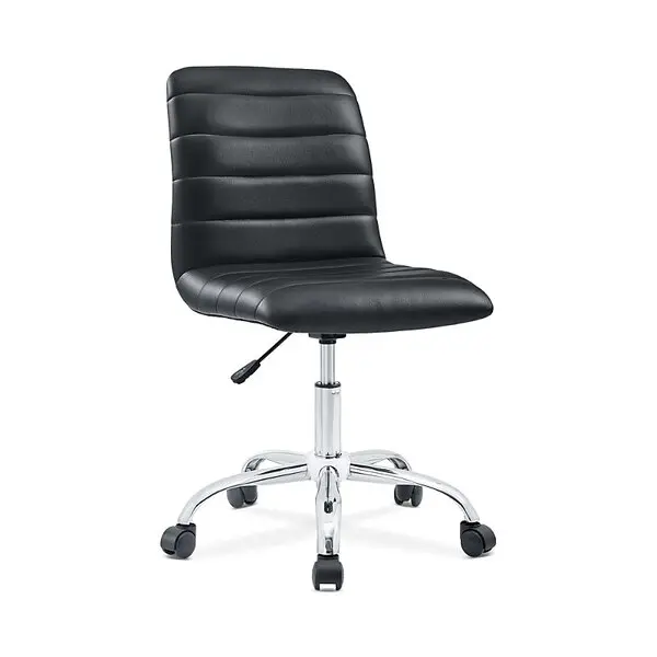 MODWAY Ripple Armless Mid Back Vinyl Office Chair - Black