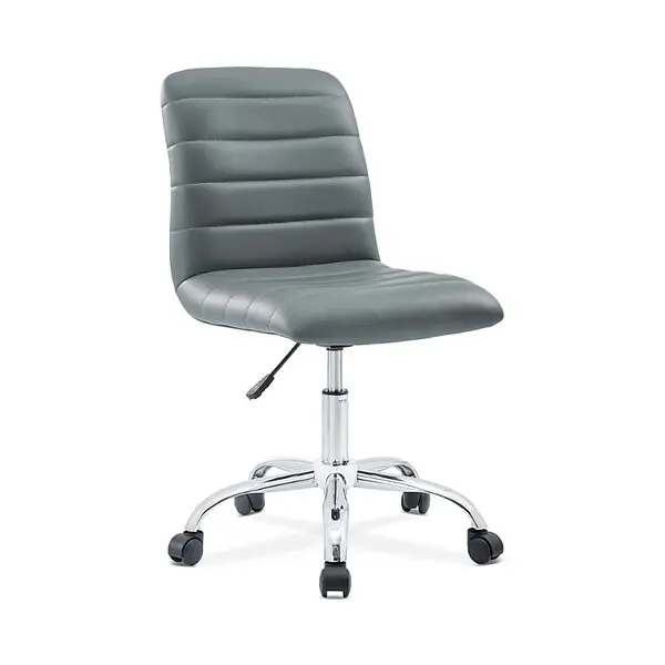 MODWAY Ripple Armless Mid Back Vinyl Office Chair - Gray