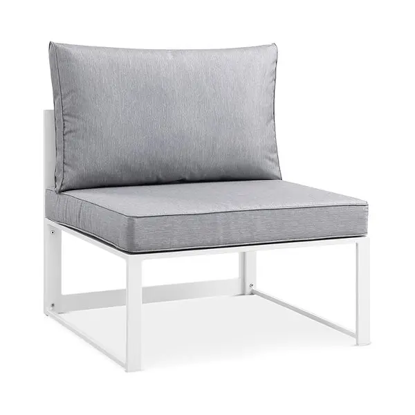 MODWAY Fortuna Armless Outdoor Patio Chair - Gray/white