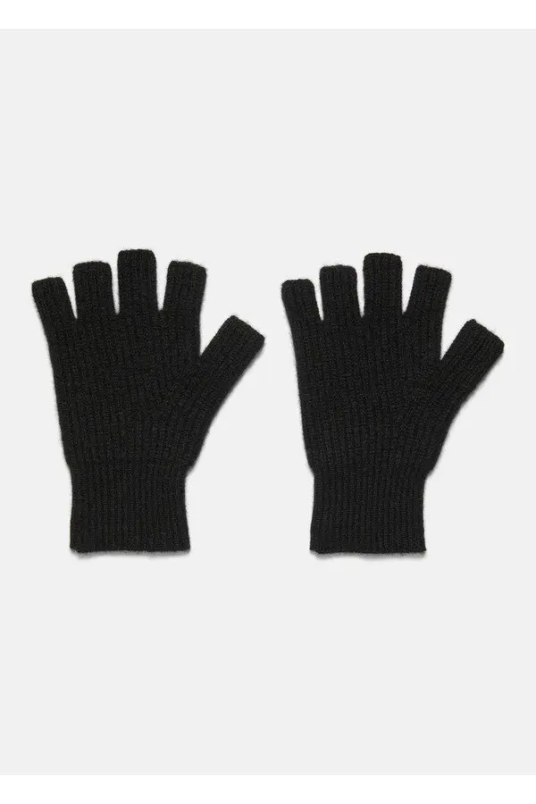 Vince Cashmere Rib-knit Fingerless Gloves - Black