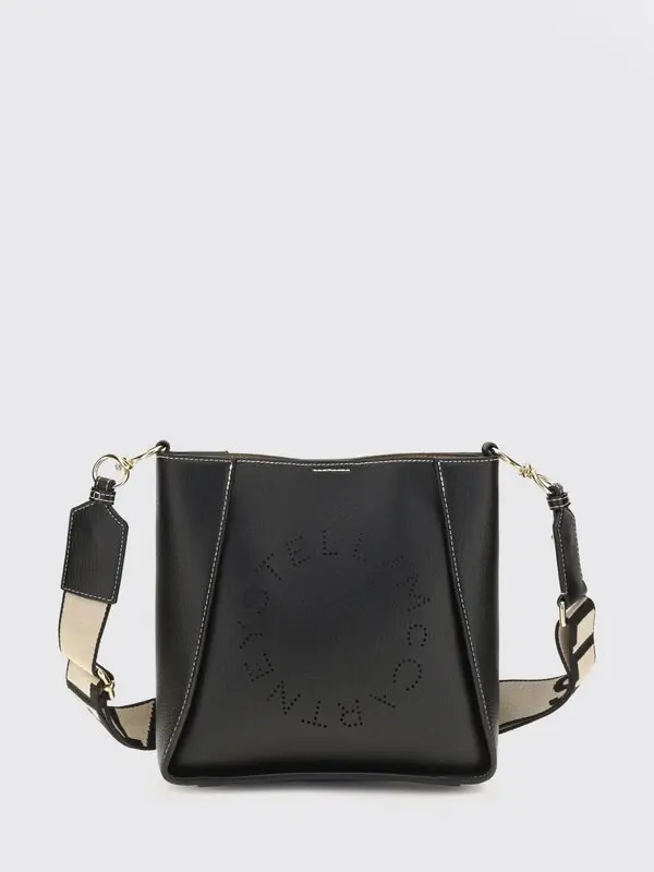 Stella McCartney Faux Leather Perforated Logo Crossbody Bag - Black