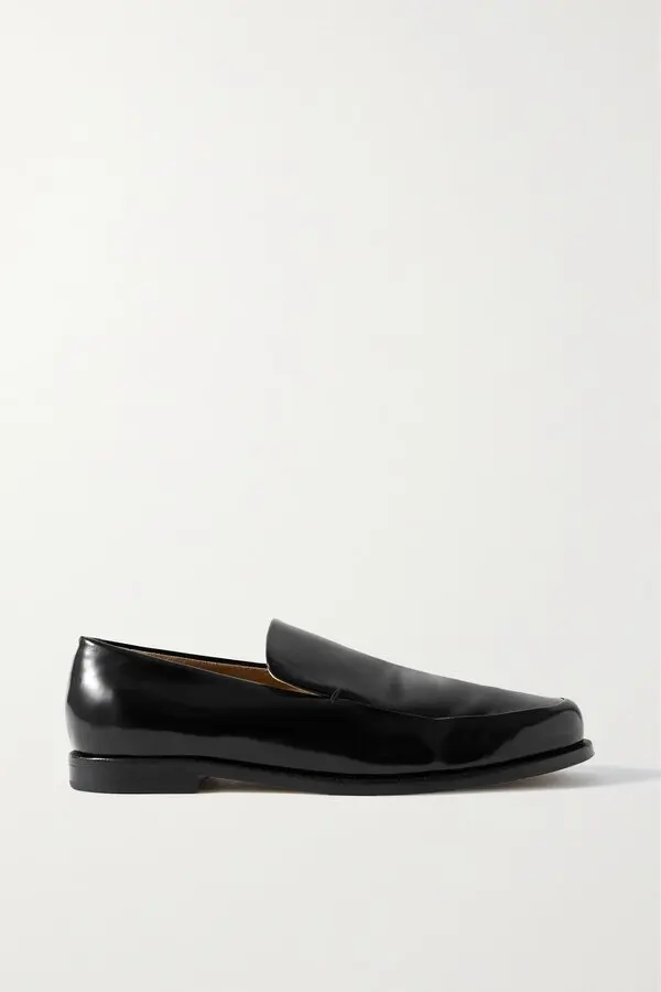 Khaite Alessio Glossed-leather Loafers - Black