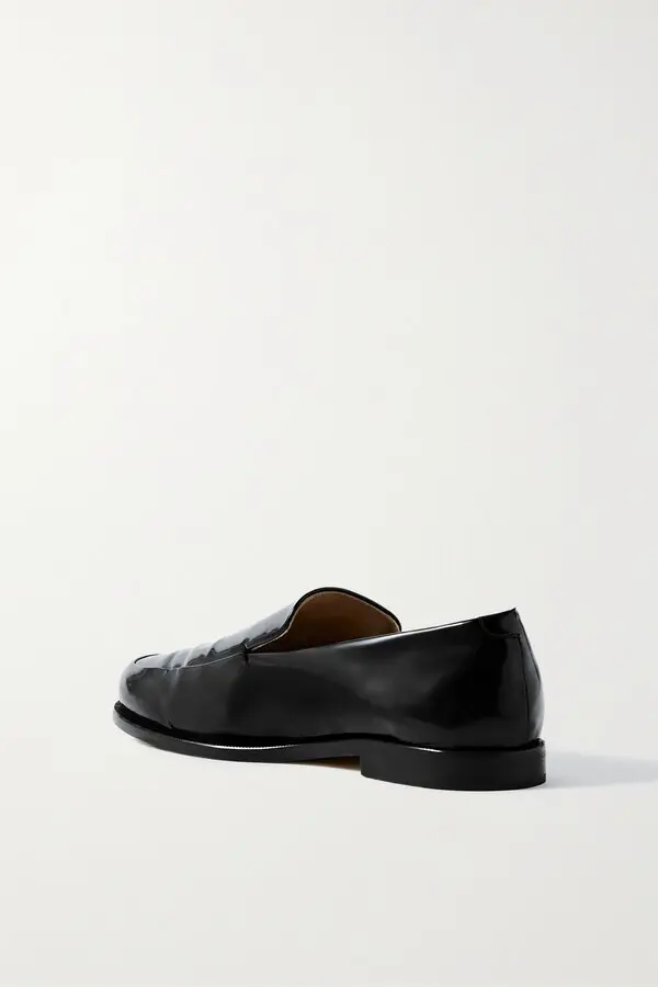 Khaite Alessio Glossed-leather Loafers - Black