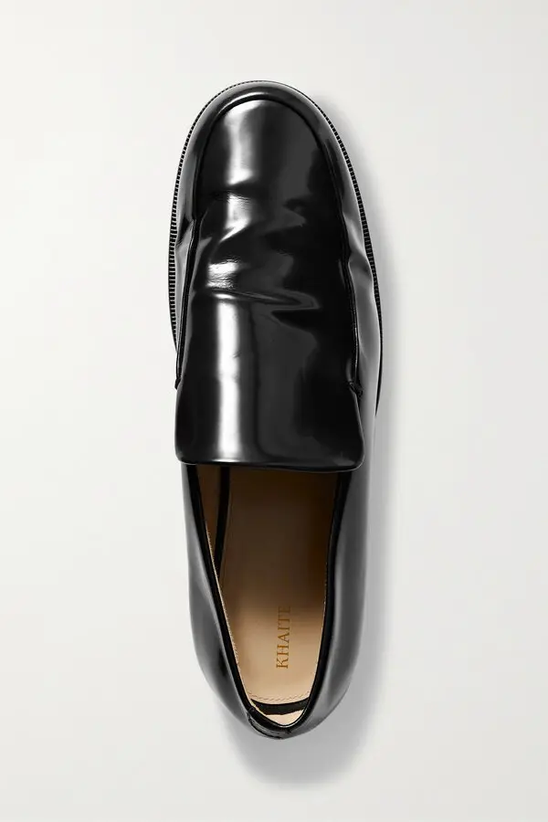 Khaite Alessio Glossed-leather Loafers - Black