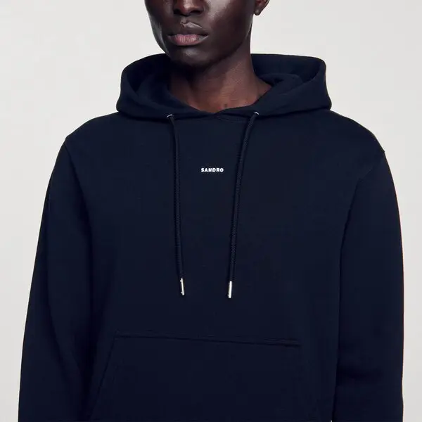Sandro Embroidered Logo Hoodie - Black