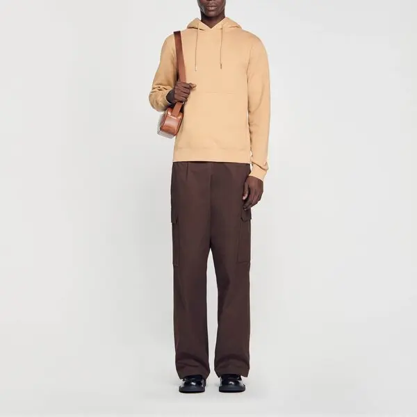 Sandro Embroidered Logo Hoodie - Brown