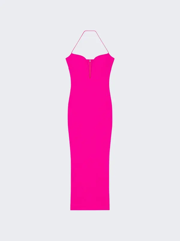 Givenchy Wool Midi Dress With Plunging Neckline - Fuchsia