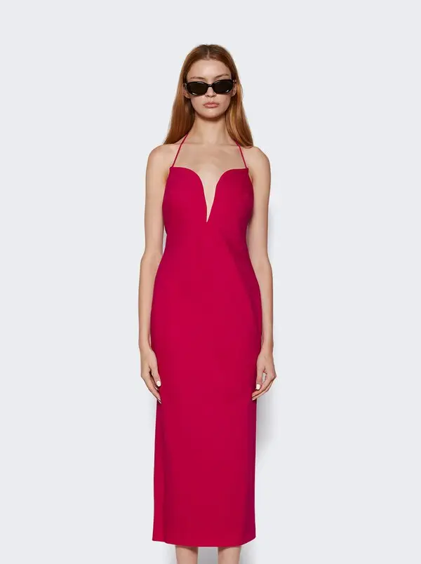 Givenchy Wool Midi Dress With Plunging Neckline - Fuchsia