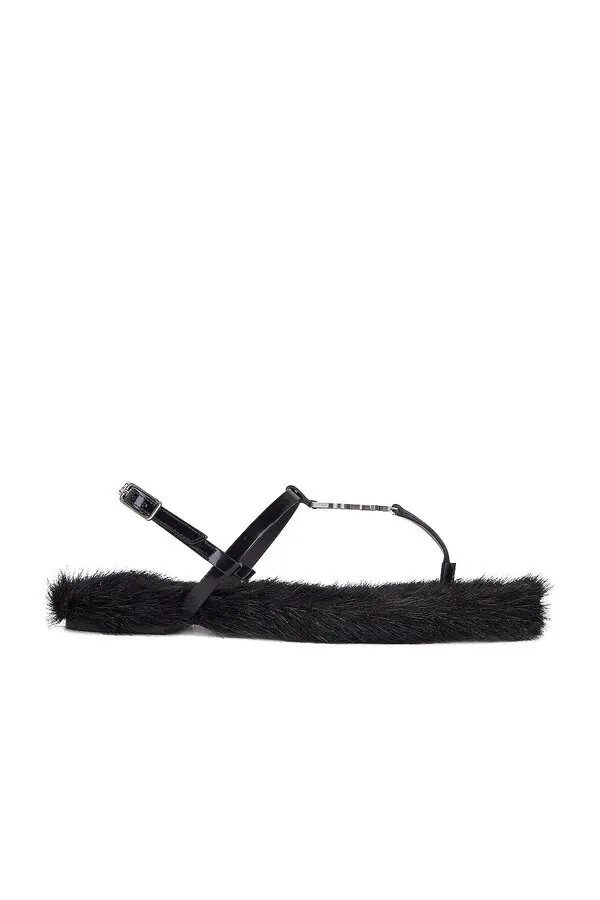 Saint Laurent Cassandra Flat Sandal - Nero