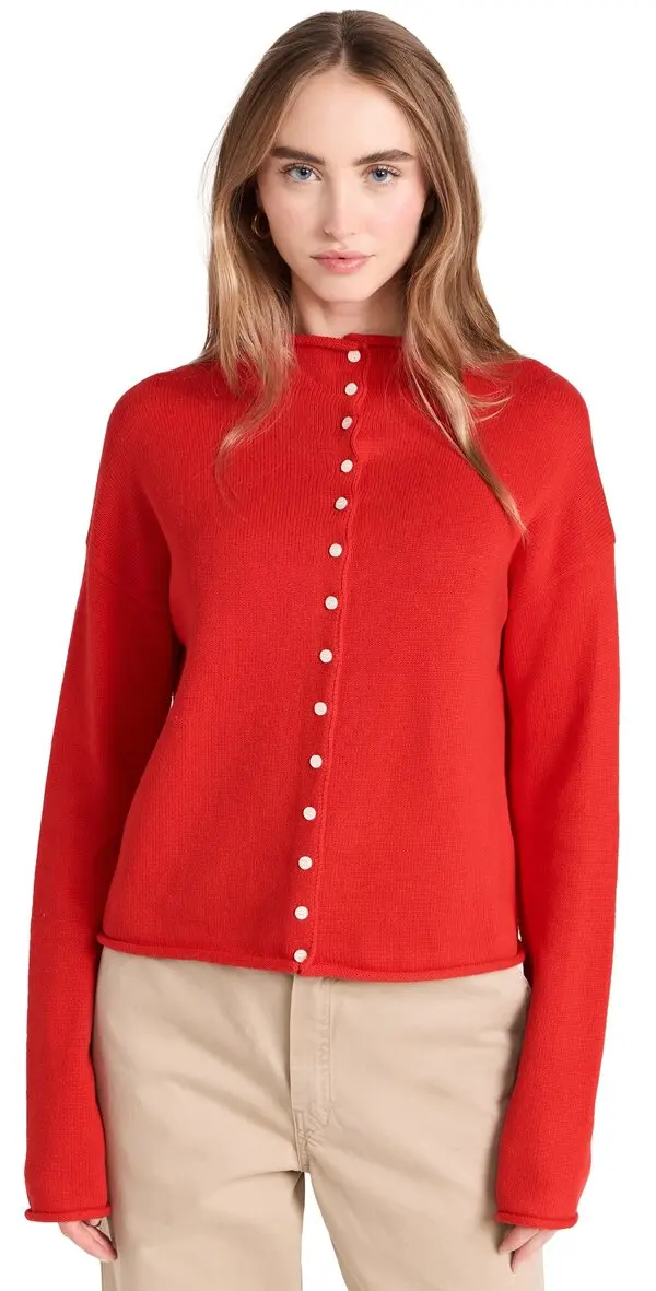 ALEX MILL Taylor Cardigan - Fire Red