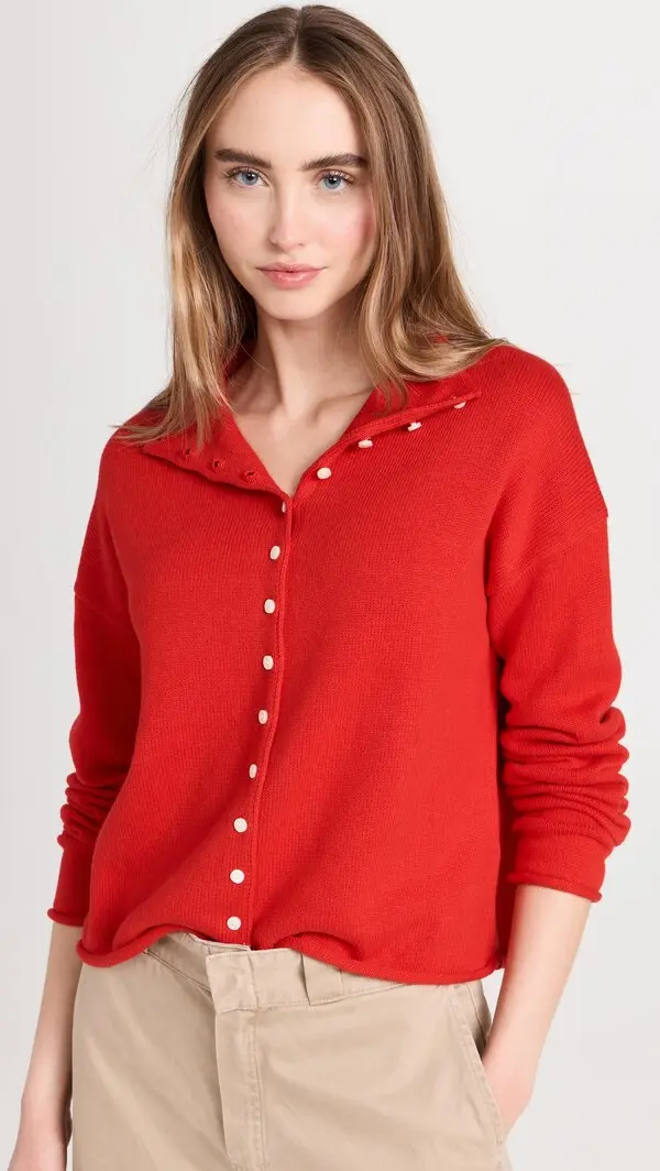 ALEX MILL Taylor Cardigan - Fire Red