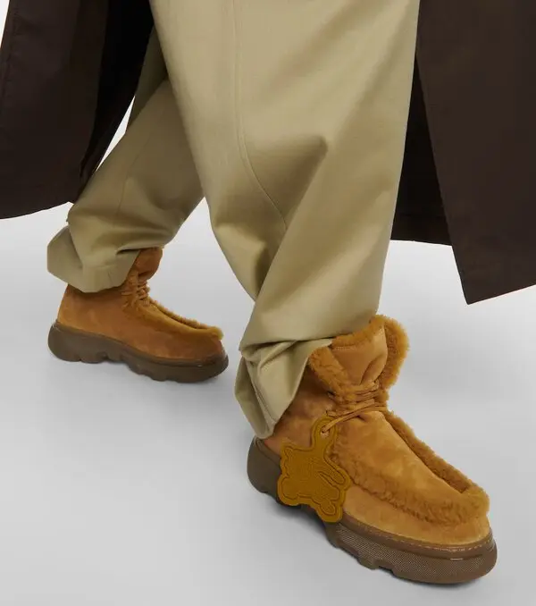 Burberry Creeper Shearling Boots Yellow Mens Burberry Shearling Embellished Suede Creeper Boot Yellow  main image 3