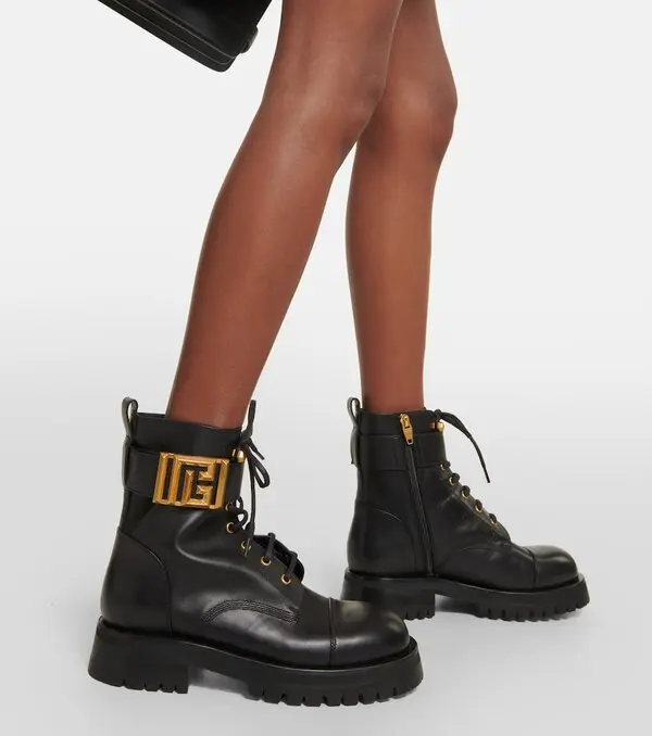 Balmain Romy Leather Lace-up Boots
