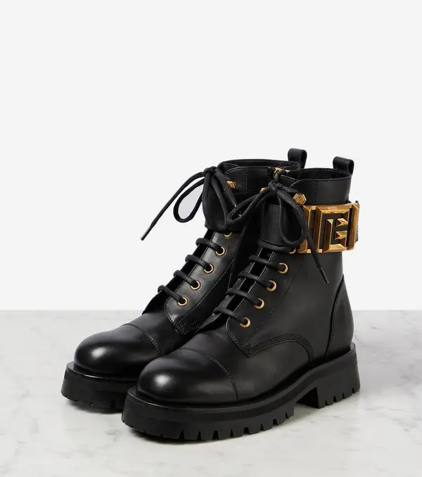 Balmain Romy Leather Lace-up Boots