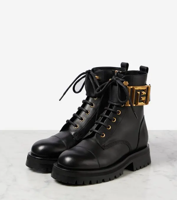 Balmain Romy Leather Lace-up Boots