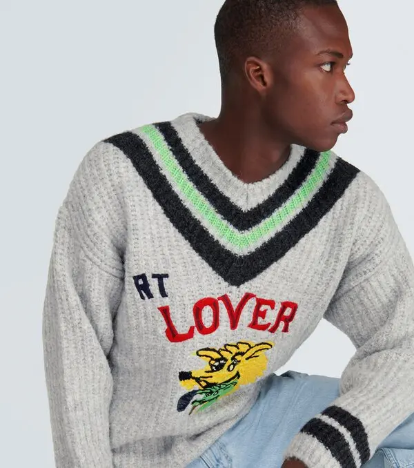 ERL Embroidered Wool-blend Sweater - Multicoloured