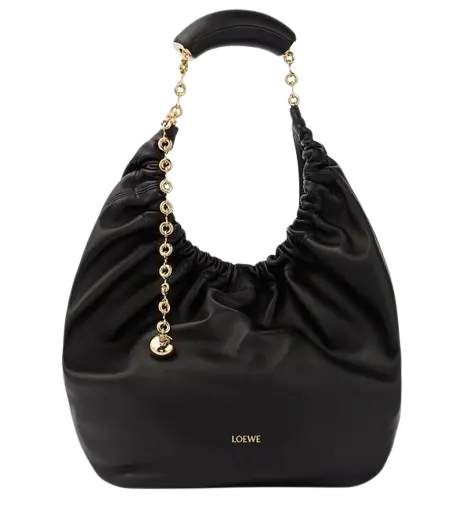 Loewe Squeeze Leather Shoulder Bag - Black