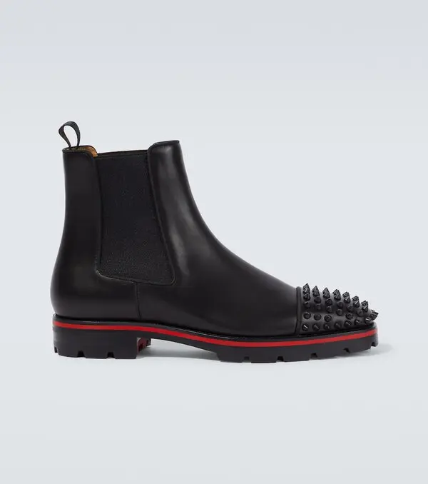 CHRISTIAN LOUBOUTIN Melon Spikes Leather Chelsea Boots