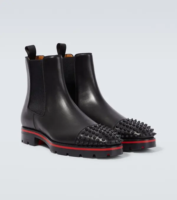 CHRISTIAN LOUBOUTIN Melon Spikes Leather Chelsea Boots
